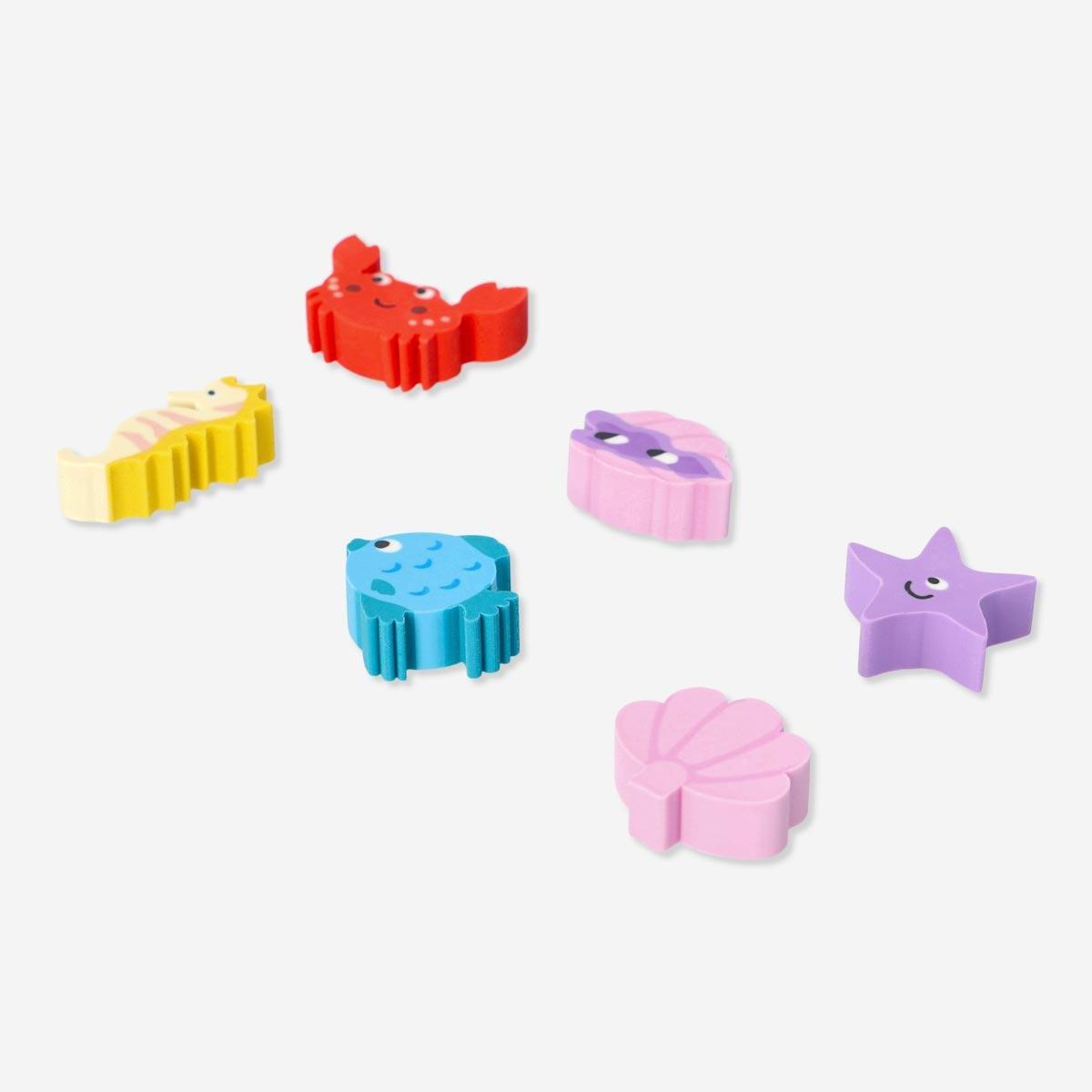 Multicolour erasers. 6 pcs | Flying Tiger UAE