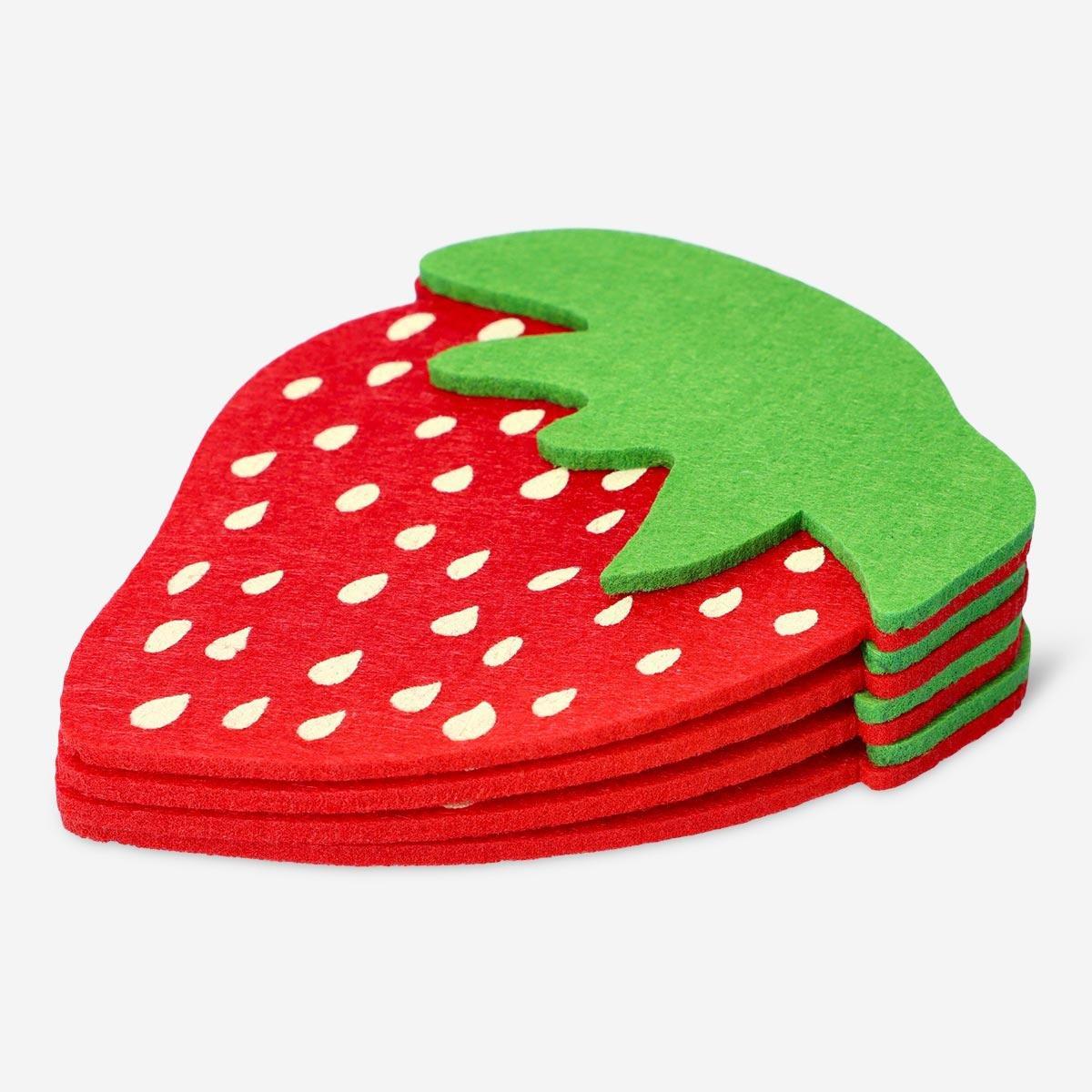 Red strawberry coasters. 4 pcs | Flying Tiger UAE