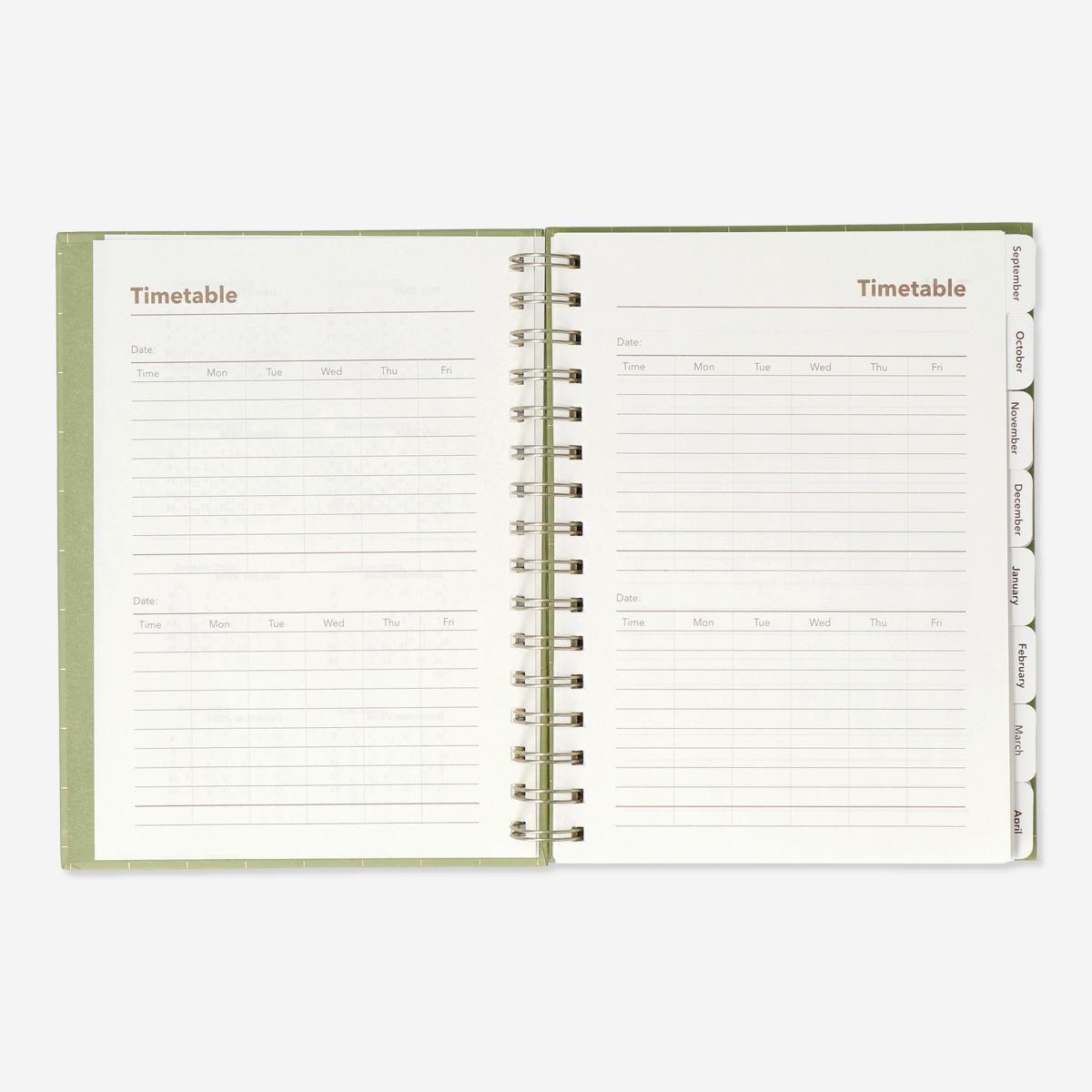 Green study planner. with weekly diary | Flying Tiger UAE