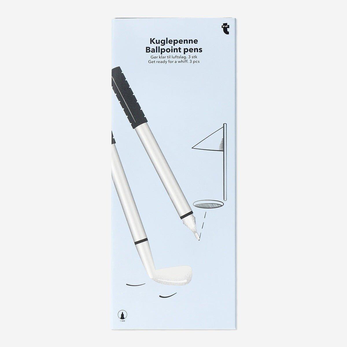 Multicolour golf club shaped ballpoint pens - 3 pcs | Flying Tiger UAE