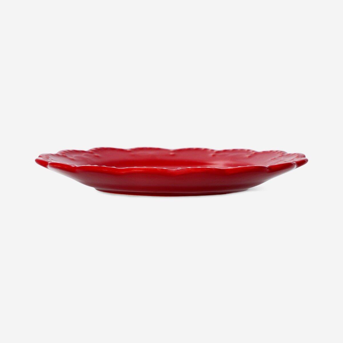 Red Plate With Embossed Bow - 15 Cm | Flying Tiger UAE